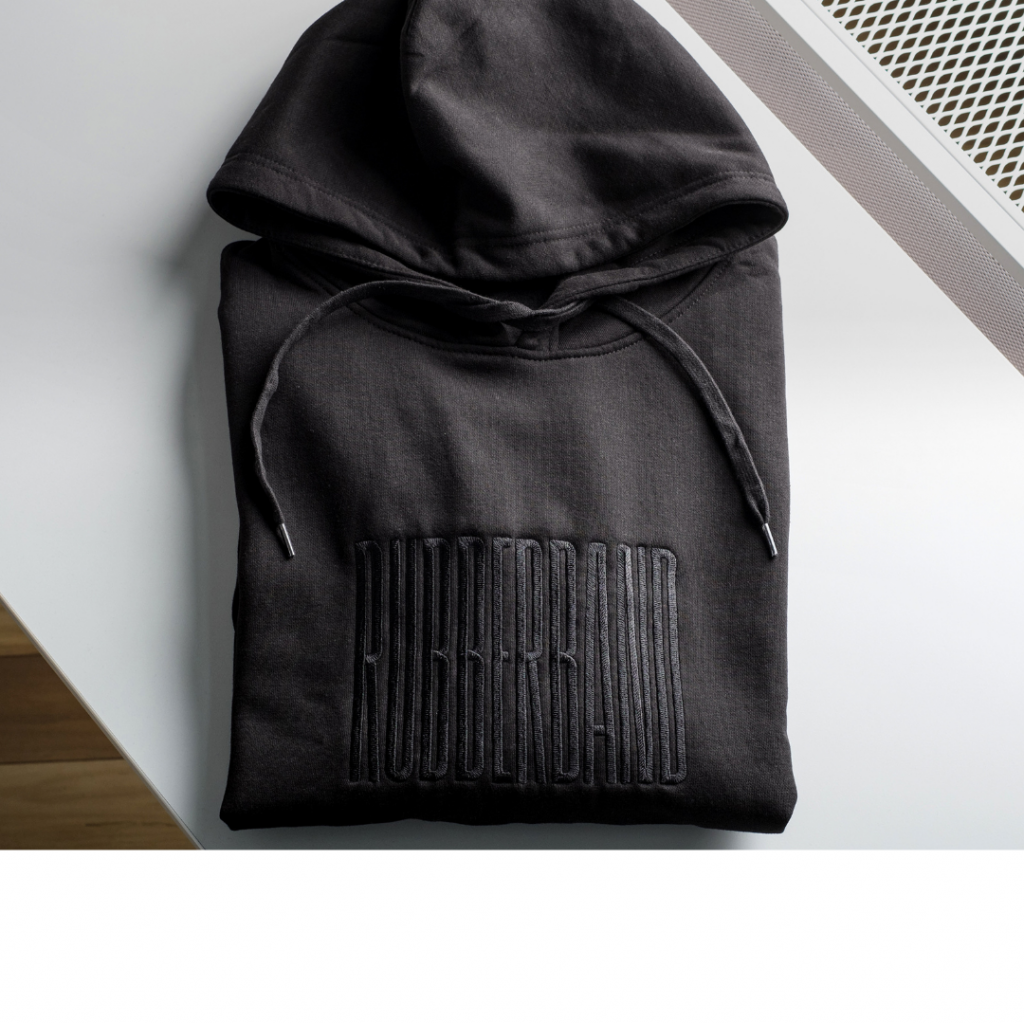 Black hoodie with black logo - RUBBERBAND